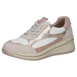 Sneaker Caprice "Caprice Sneaker Leder", Damen, Gr. 37, wei&szlig;, gold, Leder, Schuhe Sneaker