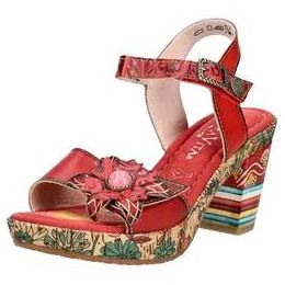 High-Heel-Sandalette Laura Vita "Laura Vita Sandalen Leder", Damen, Gr. 39, rot, Leder, Schuhe