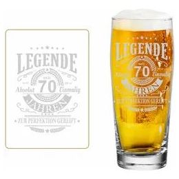 Bierglas LUXENTU "Willi Becher Bierglas mit Gravur Legende seit 70 Jahren 0,5 l transparent", bunt (transparent), 1 tlg., Glas, Trinkgef&auml;&szlig;e