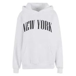 Kapuzenpullover MISS TEE "Miss Tee New York Ladies Fluffy Hoody", Damen, Gr. XL, wei&szlig;, 70% Baumwolle, 30% Polyester, mehrfarbig, loose fit, ohne Ausschnitt, Pullover Kapuzenpullover