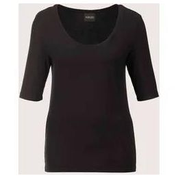 Madeleine Mode Kurzarmshirt MADELEINE "Shirt Sommerliches Basicshirt mit Rundhalsausschnitt", Damen, Gr. 48, schwarz, Obermaterial: 95% Viskose CV. 5% Elasthan EL., Modern, normal, U-Boot-Ausschnitt, Shirts