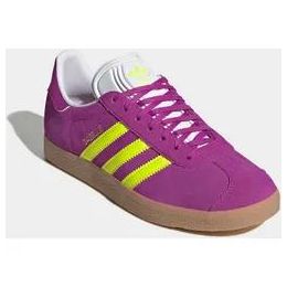 Sneaker Adidas ORIGINALS "GAZELLE", Damen, Gr. 37, lila (lila burst, solar gelb, sanftes wei&szlig;), Leder, Synthetik, Schuhe Sneaker