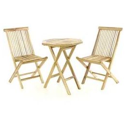 Garten-Essgruppe Vcm "3-tlg. Sitzgruppe Garten Tisch Stuhl Holz Teak", braun (braun,), B:46cm, Obermaterial: 100% Holz Wood., Sitzm&ouml;bel-Sets