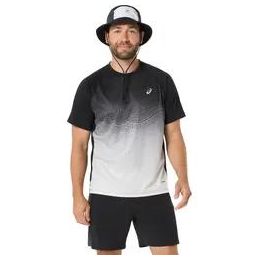 Laufshirt asics "ROAD FADE SS TOP", Herren, Gr. XXL, performance schwarz, cream, Obermaterial: 100% Polyester, Shirts Laufshirt, Kurzarm, f&uuml;r Erwachsene, mit Grafik-Print, mit Mesh-Eins&auml;tzen