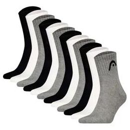 Kurzsocken Head "Socken All Sports Training Short Crew 12P 12er Pack", Herren, Gr. 43-46, bunt (grau, wei&szlig;, schwarz), Obermaterial: 78% Baumwolle CO. 16% Polyester PES. 4% Polyamid PA. 2% Elasthan EL., Socken