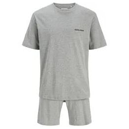 Jack & Jones T-Shirt JACK & JONES JUNIOR "JACEVEREST SS TEE AND SHORTS SET W JNR", Jungen, Gr. 152, light grau melange pack:light grau melange shorts, Single Jersey, Obermaterial: 60% Baumwolle, 40% Polyester, bedruckt, meliert, regular fit normal, Rundhals, Shirts T-Shirt