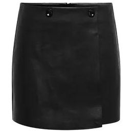 Lederimitatrock Only "ONLASTRIA FAUX LEATHER SHORT SKIRT OTW", Damen, Gr. M, schwarz, Web, Obermaterial: 100% Polyester, unifarben, kurz, R&ouml;cke, mit Knopf Details, softes Lederimitat