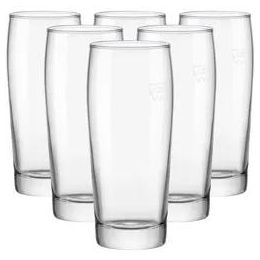 Bierglas Van Well "Willi Becher geeicht 0,25 l 6er Set transparent", bunt (transparent), 6 tlg., Glas, Trinkgef&auml;&szlig;e
