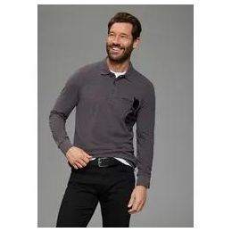 MAN'S WORLD Langarm-Poloshirt MAN'S WORLD "Neue Kollektion", Herren, Gr. 4XL (68/70), anthrazit melange, Piqu&eacute;, Obermaterial: 60% Baumwolle, 40% Polyester, meliert, Basic, schmal, angesetztes B&uuml;ndchen, Shirts, schmale Passform, Langarm, mit Rei&szlig;verschlusstasche