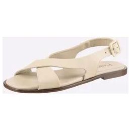 Sandale Heine, Damen, Gr. 40, creme, Glattleder, Leder, Schuhe Sandale