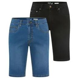 Jeansshorts Arizona, Herren, Gr. 33, N-Gr, blau used, schwarz, Denim/Jeans, Obermaterial: 82% Baumwolle, 17% Polyester, 1% Elasthan, unifarben, regular fit kniefrei, Jeans Jeansshorts, Regular-Fit, gerade geschnittenes Bein