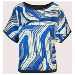 Madeleine Mode Kurzarmshirt MADELEINE "Blusentop Elegantes Oberteil mit Grafik-Print", Damen, Gr. 46, blau (royal, multicolor), Obermaterial: 95% Viskose CV. 5% Elasthan EL., Modern, Shirts
