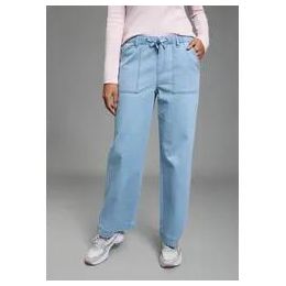 Weite Jeans Kangaroos, Damen, Gr. 40, N-Gr, light blau used, Denim/Jeans, Obermaterial: 68% Baumwolle, 19% Polyester, 12% Lyocell, 1% Elasthan, unifarben, normal kn&ouml;chellang, Jeans, weite Beinweite, normale Leibh&ouml;he, kn&ouml;chellanger Schnitt