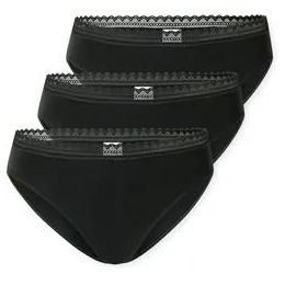 Slip Schiesser "Slip 3er Pack", Damen, Gr. M, schwarz, Obermaterial: 95% Baumwolle CO. 5% Elasthan EL., Unterhosen Slip