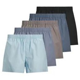 Jack & Jones Webboxer JACK & JONES "Web-Boxershorts JACMILANO WOVEN BOXERS 5 PACK 5er Pack", Herren, Gr. XXL, bunt (schwarz, braun, blau), Obermaterial: 100% Baumwolle CO., Unterhosen