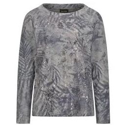 Print-Shirt GOLDNER "Kurzgr&ouml;&szlig;e Sweatshirt in Metallic-Optik", Damen, Gr. 19, grau (grau, gemustert), Obermaterial: 60% Polyester PES. 35% Baumwolle CO. 5% Elasthan EL., Shirts