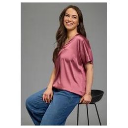 Satinbluse LAURA SCOTT CURVE, Damen, Gr. 40/42, beere, Satin, Obermaterial: 100% Polyester. R&uuml;ckenteil: 94% Viskose, 6% Elasthan, unifarben, figurumspielend Po-bedeckend, V-Ausschnitt, angeschnitten, Blusen, figurumspielende Passform, mit Falteneinsatz vorne, V-Ausschnitt