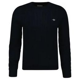 Sweater Gant "Strickpullover COTTON CABLE C-NECK", Herren, Gr. XL, blau, Obermaterial: 100% Baumwolle CO., Sweatshirts Sweater
