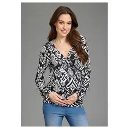 Umstandsshirt Neun Monate "Stillshirt mit praktischem Ausschnitt", Damen, Gr. 40/42, wollwei&szlig;, Jersey, Obermaterial: 100% Viskose, bedruckt, Basic, Basic h&uuml;ftlang, V-Ausschnitt, mit Gummizug, Shirts Umstandsshirt, Umstands-Shirt f&uuml;r Schwangerschaft und Stillzeit