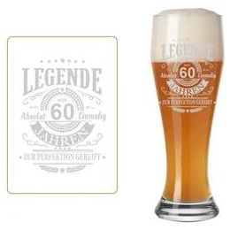Bierglas LUXENTU "Weizenbierglas mit Gravur Legende seit 60 Jahren 0,5 l transparent", bunt (transparent), 1 tlg., Glas, Trinkgef&auml;&szlig;e
