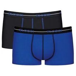 Boxershorts Sloggi "Boxershort Start Hipster C2P box 2er Pack", Herren, Gr. L, schwarz (schwarz, blau), Obermaterial: 96% Baumwolle CO. 4% Elasthan EL., Unterhosen