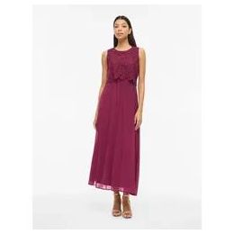 Maxikleid Vila "VIMILINA LACE DRESS - NOOS/DC", Damen, Gr. 38, N-Gr, anemone, Web, Obermaterial: 100% Polyester, unifarben, regular fit lang, Rundhals, Kleider Maxikleid