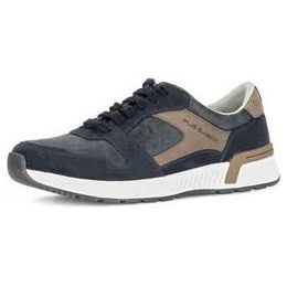 Sneaker PIUS Gabor, Herren, Gr. 9,5 (44), dunkelblau, beige, Lederimitat, Veloursleder, Basic, Schuhe Sneaker, Freizeitschuh, Komfortschuh, Schn&uuml;rschuh mit Logopr&auml;gung, G-Weite