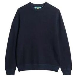Sweatshirt Superdry "Strickpullover Cotton Texture Jumper", Herren, Gr. L, blau (dunkelblau), Obermaterial: 100% Baumwolle CO., Sweatshirts Sweatshirt