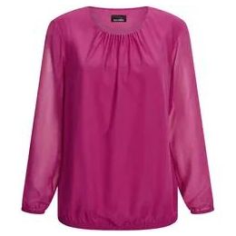 Klassische Bluse GOLDNER "Jerseybluse mit Falten-Details", Damen, Gr. 52, pink (beere), Obermaterial: 67% Polyester PES. 30% Viskose CV. 3% Elasthan EL., Modisch, Blusen, Rundhalsausschnitt