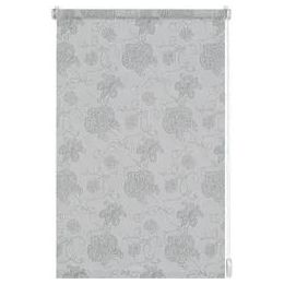 Seitenzugrollo Gardinia "EASYFIX Rollo Dekor Stickerei" Gr. 5, silber (silberfarben), B:120cm H:150cm, Polyester, Rollos, Seitenzugrollo, mit Stickerei Motiv