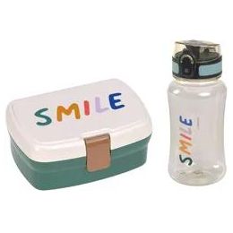 L&auml;ssig Lunchbox L&Auml;SSIG "Lunchset Brotdose & Trinkflasche Little Gang", bunt (smile milky), Lebensmittelaufbewahrungsbeh&auml;lter, Lunchbox