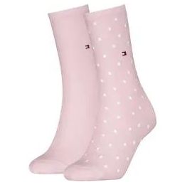 Socken Tommy Hilfiger "TH WOMEN SOCK DOT 2P", Damen, Gr. 35-38, light pink, Baumwollmischung, normal, Socken Socken, mit feinem Rippenb&uuml;ndchen und Logostickerei