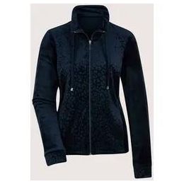 Madeleine Mode Kurzjacke MADELEINE "Sweatjacke Flauschige Nickijacke mit Rei&szlig;verschluss", Damen, Gr. 48, blau (marine), Obermaterial: 90% Polyester PES. 10% Elasthan EL., Modern, Jacken Kurzjacke, Weiche Nicki-Qualit&auml;t