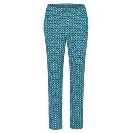 Stoffhose GOLDNER "Druckhose mit Minimaldessin", Damen, Gr. 46, N-Gr, blau (marine, gemustert), Obermaterial: 89% Polyester PES. 11% Elasthan EL., Hosen Stoffhose, L-f&ouml;rmige Eingrifftaschen