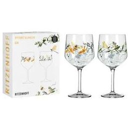 Ritzenhoff & Breker Gl&auml;ser-Set RITZENHOFF "Gin-Gl&auml;ser Botanic Glamour 720 ml 2er Set transparent", bunt (transparent), 2 tlg., Glas, Trinkgef&auml;&szlig;e