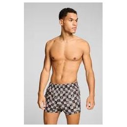 Badeshorts Puma "Puma SWIM MEN PRINTED CAT SHORT SHORTS", Herren, Gr. L, N-Gr, chocolate braun combo, Web, Obermaterial: 100% Polyester, Badehosen Badeshorts, mit Gummizug und seitlichen Taschen
