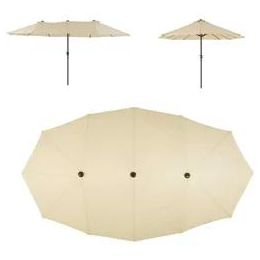 Sonnenschirm Vcm "XXL Doppelsonnenschirm Creme mit Kurbel", beige (creme), Obermaterial: 100% Sonstiges Material (Ananasfaser) AM_PF ., Standschirme