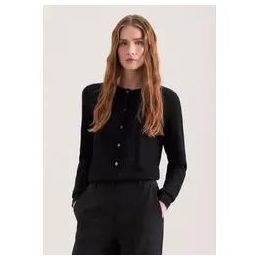 Strickjacke Seidensticker, Damen, Gr. L, schwarz, 90% Wolle, 10% Seide, unifarben, regular fit, Strickjacken Strickjacke, Cardigan