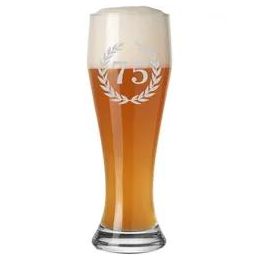 Bierglas LUXENTU "Weizenbierglas mit Gravur 75. Jubil&auml;um 0,5 l transparent", bunt (transparent), 1 tlg., Glas, Trinkgef&auml;&szlig;e
