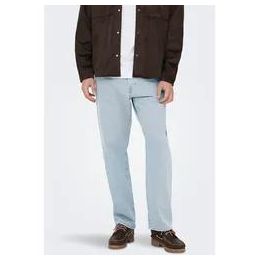 Only & Sons Regular-fit-Jeans ONLY & SONS "ONSEDGE STRAIGHT JAX BOX TAI DNM NOOS", Herren, Gr. 29, L&auml;nge 32, light blau bleached denim, Denim/Jeans, Obermaterial: 100% Baumwolle, unifarben, regular fit kn&ouml;chellang, Jeans