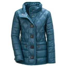 Kurzjacke GOLDNER "Steppjacke mit dekorativen Druckkn&ouml;pfen", Damen, Gr. 44, blau (dunkelpetrol), Obermaterial: 100% Polyamid PA., figurumspielend, Sonstiges, Jacken Kurzjacke, Ohne