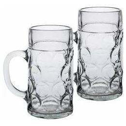 Bierkrug Van Well "Ma&szlig;kr&uuml;ge geeicht 1 l 2er Set transparent", bunt (transparent), 2 tlg., Glas, Trinkgef&auml;&szlig;e