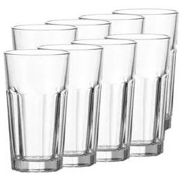 Longdrinkglas Leonardo "Longdrinkgl&auml;ser Rock 540 ml 8er Set transparent", bunt (transparent), Glas, Trinkgef&auml;&szlig;e