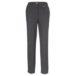 Stoffhose GOLDNER "B&uuml;gelfaltenhose mit Teildehnbund", Damen, Gr. 44, N-Gr, grau (anthrazit), Obermaterial: 63% Polyester PES. 34% Viskose CV. 3% Elasthan EL., normal, Hosen Stoffhose, Dekoelement an der G&uuml;rtelschlaufe