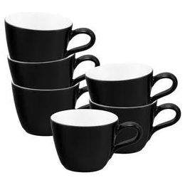 Espressotasse Seltmann Weiden "Espressotassen Life Fashion 90 ml 6er Set", schwarz (glamorous schwarz), 6 tlg., Porzellan, Trinkgef&auml;&szlig;e, Espressotasse