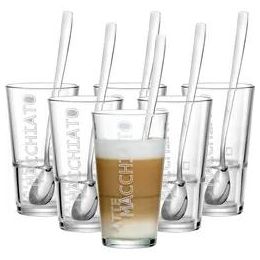 Ritzenhoff & Breker Latte-Macchiato-Glas RITZENHOFF & BREKER "Latte Macchiato Gl&auml;ser + L&ouml;ffel Lena 350 ml 6er Set transparent", bunt (transparent), Glas, Trinkgef&auml;&szlig;e, Latte-Macchiato-Glas