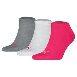 Sneakersocken Puma "Socken Sneaker Plain 3P 3er Pack", Damen, Gr. 39-42, pink (pink, grau), Obermaterial: 66% Baumwolle CO. 18% Polyamid PA. 14% Polyester PES. 2% Elasthan EL., Socken Sneakersocken