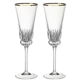 Villeroy & Boch Champagnerglas VILLEROY & BOCH "Sektgl&auml;ser Grand Royal Gold 120 ml 2er Set transparent-gold", bunt (transparent, gold), Glas, Trinkgef&auml;&szlig;e