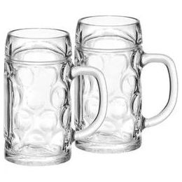 Bierkrug Van Well "Bierkr&uuml;ge geeicht M&uuml;nchen 0,5 Liter 2er Set transparent", bunt (transparent), 2 tlg., Glas, Trinkgef&auml;&szlig;e
