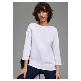 3/4-Arm-Shirt Laura Scott, Damen, Gr. 32/34, wei&szlig;, Single Jersey, Obermaterial: 95% Baumwolle, 5% Elasthan, unifarben, Basic, Basic h&uuml;ftbedeckend, U-Boot-Ausschnitt, Shirts 3/4-Arm-Shirt, Basic-Stil, 3/4-&Auml;rmell&auml;nge, U-Boot-Ausschnitt, ohne Tasche